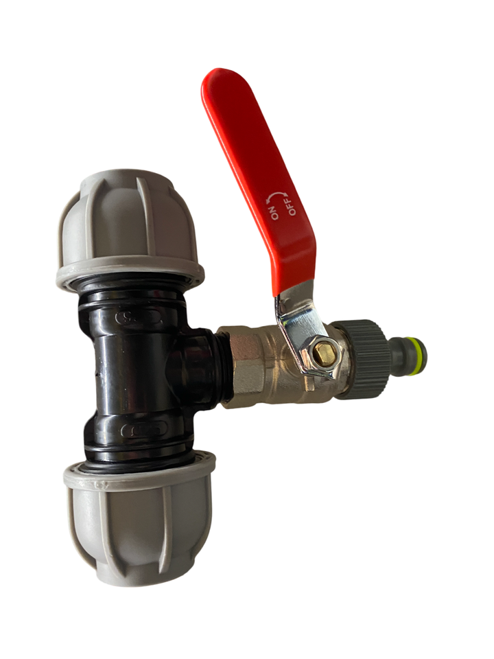 mdpe water pipe tee off metal full flow valve with universal hose ...