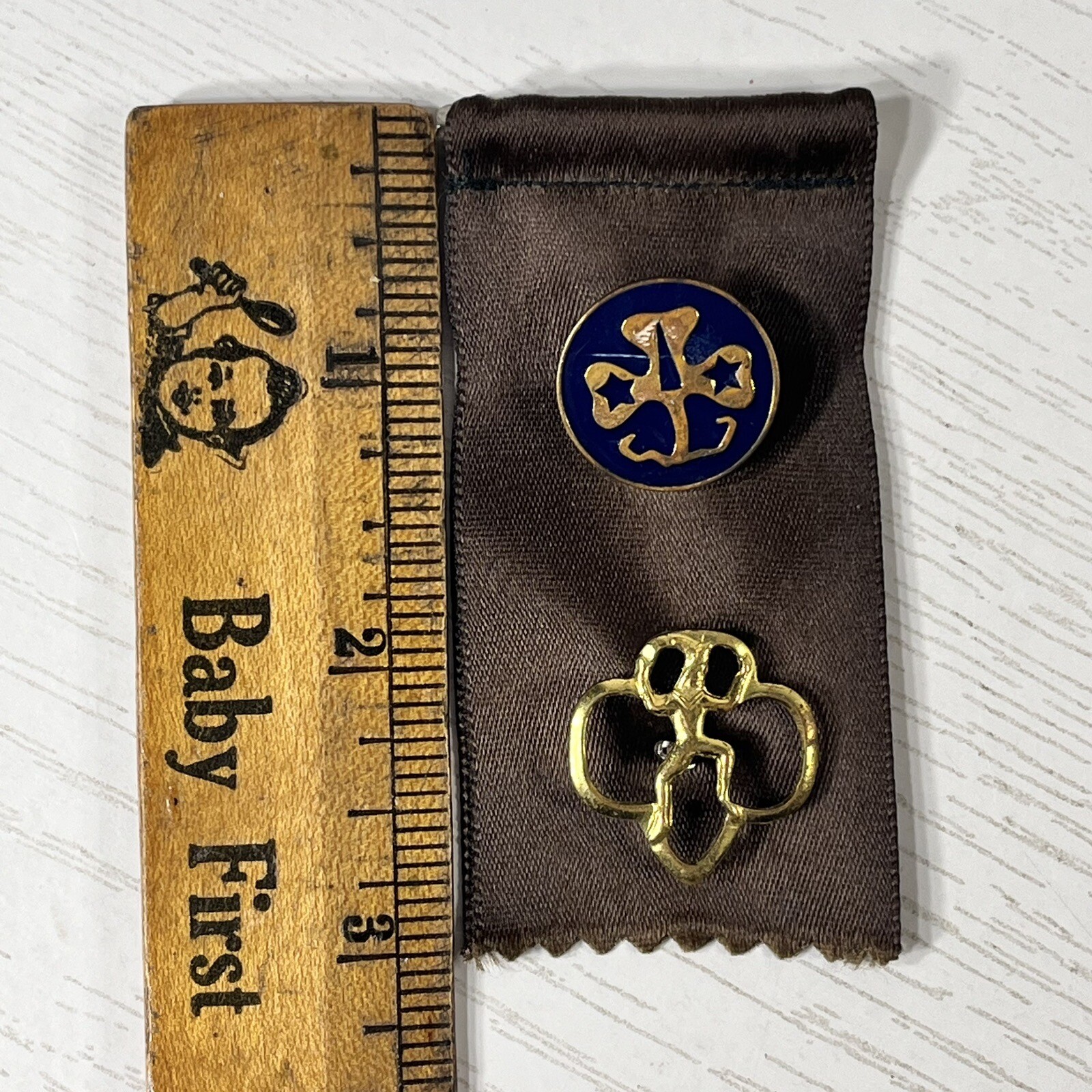 2 Vintage Brownie Pins GSA Girl Scouts Lot Brown Pin Ribbon | eBay