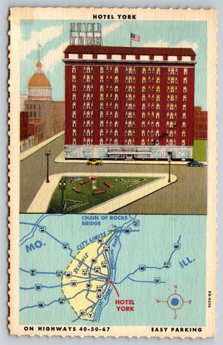Missouri St. Louis Hotel York Map Vintage #9B-H206 Postcard, G7 | eBay