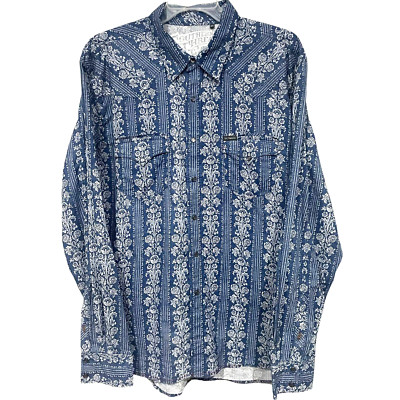Southern Thread Men's XXL LS Top Blue Striped / Floral Pearl Snap ...