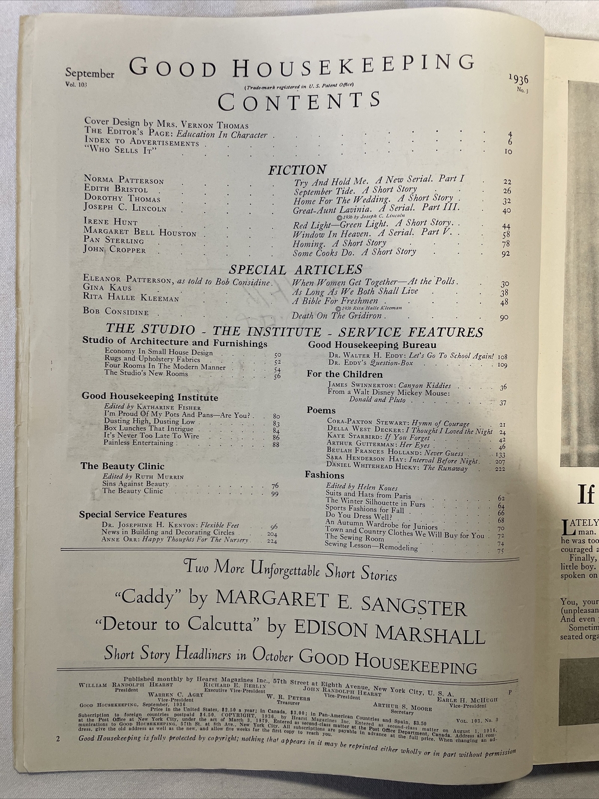 1936 September, Good Housekeeping Magazine, Poems (CP135) | eBay