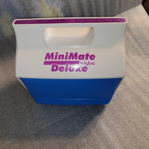 Vintage MiniMate Push Button Cooler Deluxe Igloo-Blue & White Purple ...