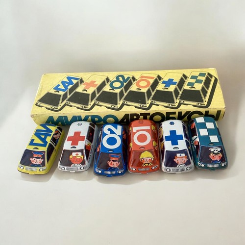 1970s Tin Service Vehicles Moscow Toy Factory Orlenok Set of 6 Russian ...