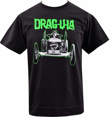 MENS BLACK T-SHIRT HERMAN MUNSTER DRAGULA HORROR GOTH VINTAGE HOT ROD S ...