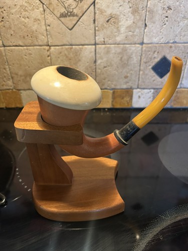 Vintage Mid Bend Billiard Calabash Smoking Pipe With Decatur Stand | eBay