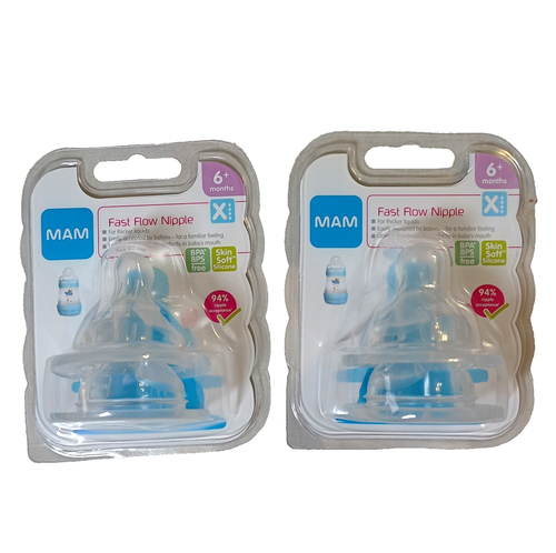 Lot of 2 MAM Extra Fast Flow Level 4 X Nipple 6+ months 2-Pack for ...