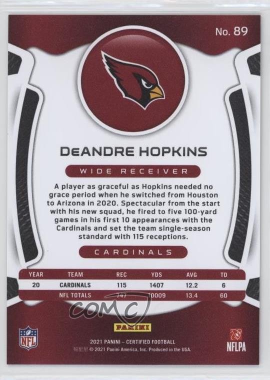2021 Certified Mirror Pink /199 DeAndre Hopkins #89 | eBay
