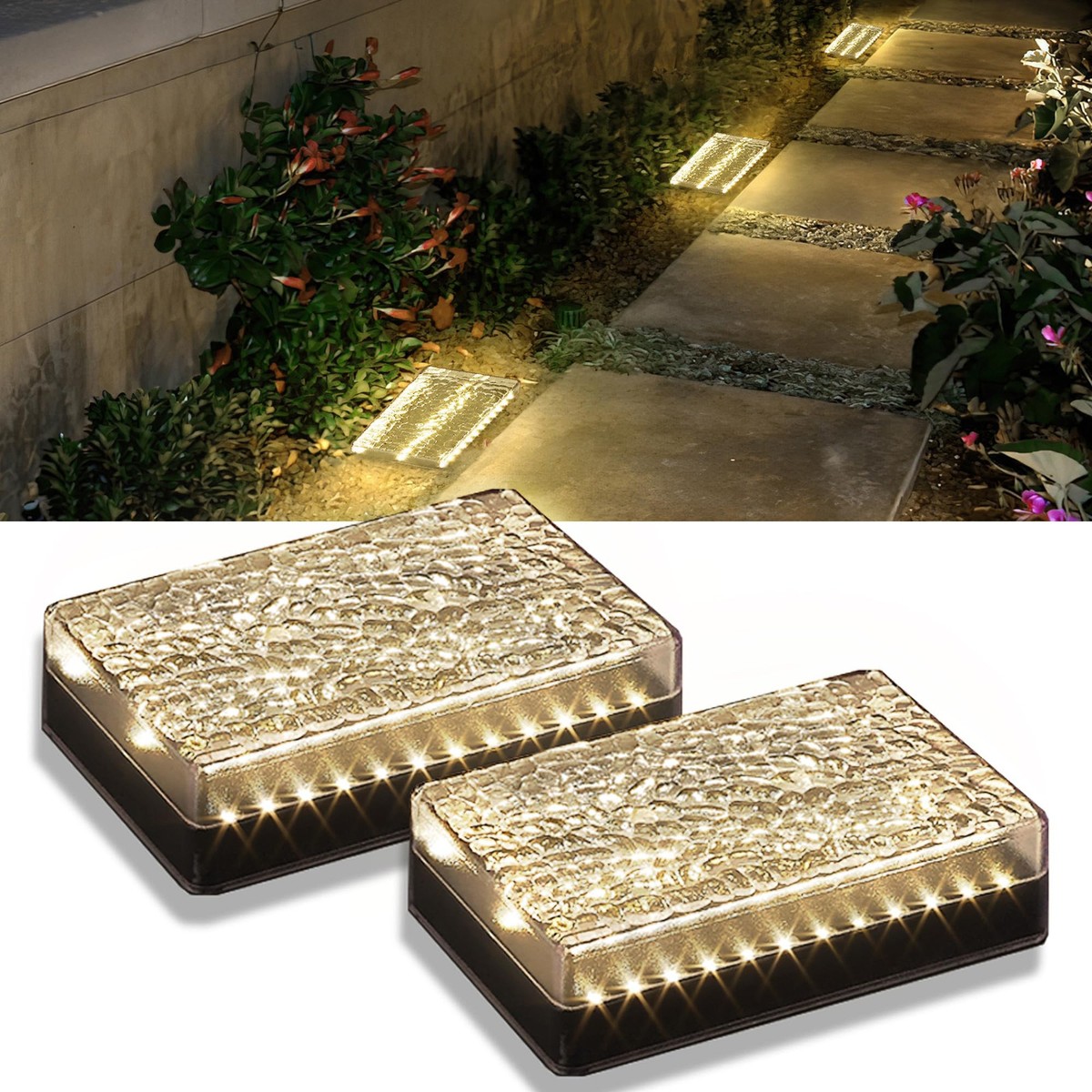 Solar Power Brick Pavers XINGTONG Solar Brick Lights Outdoor