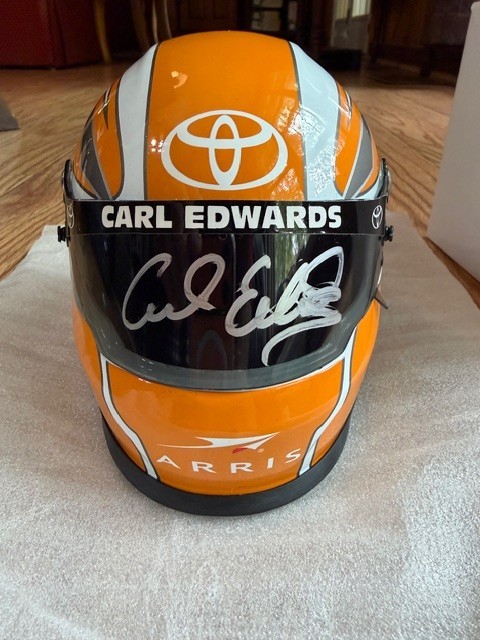 2016 AARIS NASCAR JGR CARL EDWARDS #19 MINI SIGNED HELMET JGR CEARRIS16 ...