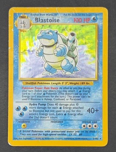 Pokémon Card Blastoise 2/102 Base Set Holo - Damaged CREASE | eBay