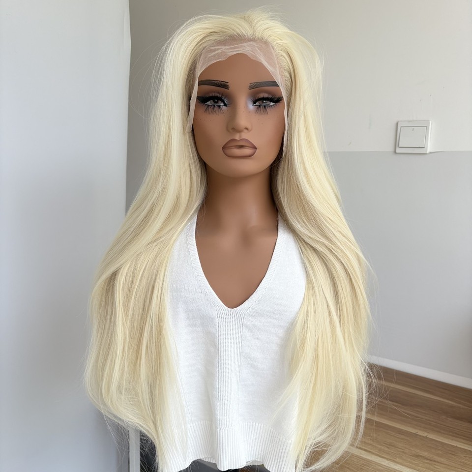 Long Straight Synthetic Hair Heat Resistant Blonde HD Lace Front Wig ...