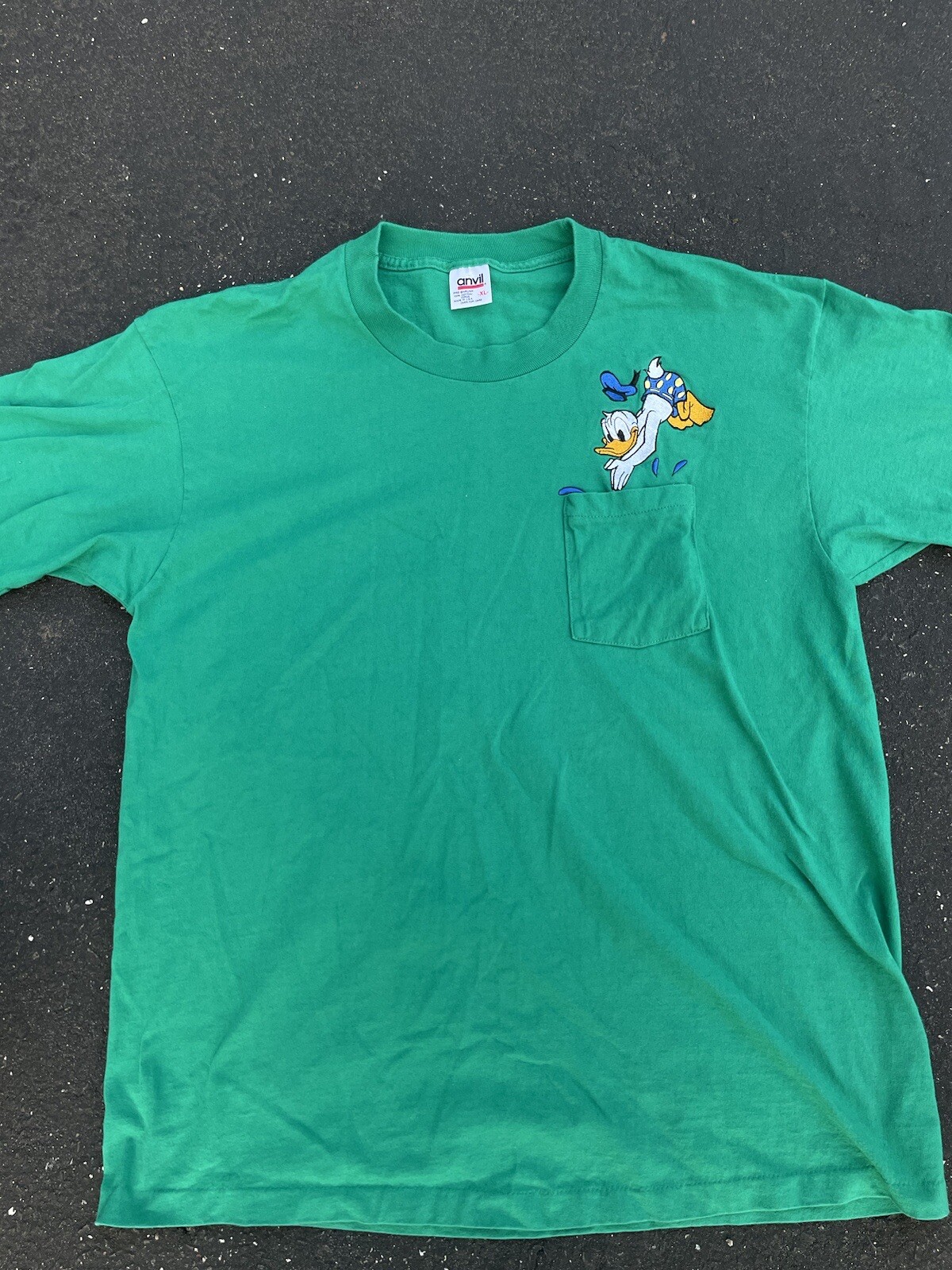 Vintage Disney 90s Donald Duck Splash Green Pocket Te… - Gem