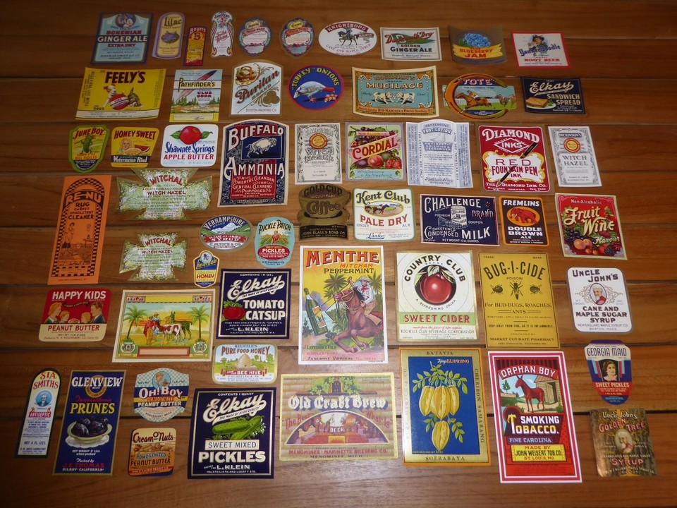 55 WHOLESALE VINTAGE C1910-1950 LABELS QUACK MEDICINE COSMETIC BEER ...