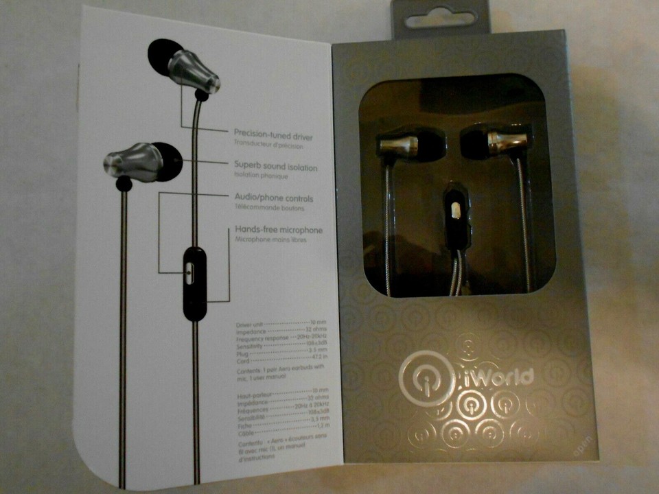 iWorld AERO Earbuds Noise Isolating Earphones MIC & Remote Silver EAE ...