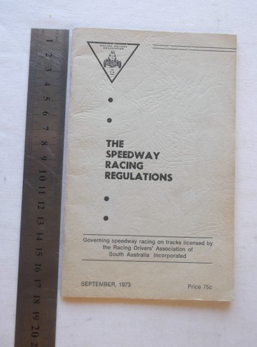 1973 Speedway Racing Regulations South Australia Booklet Rowley Park ...