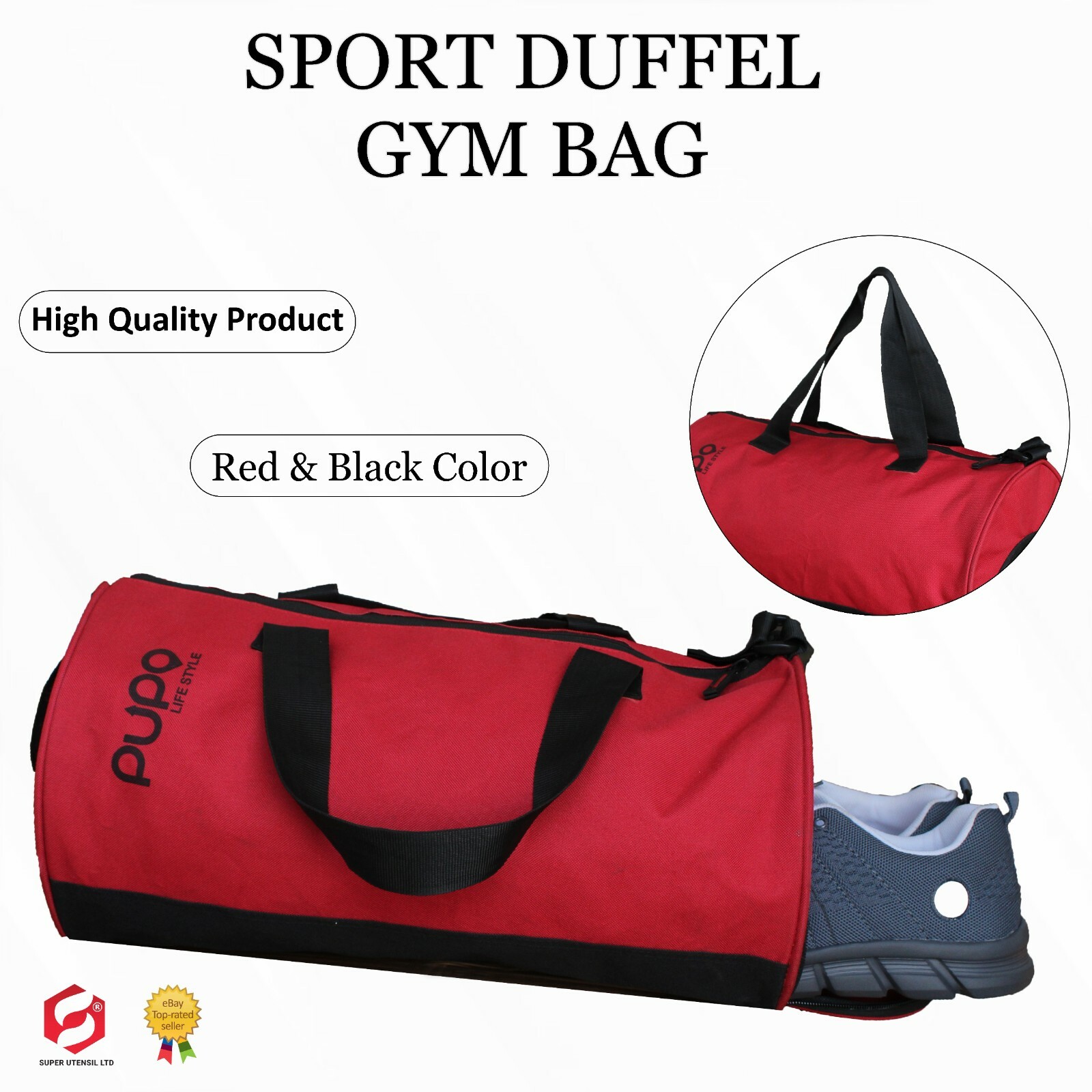 Mens Gym Sports Holdall Weekend Travel Small Medium Duffle Bag Red and ...