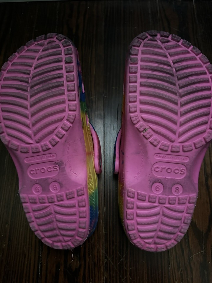 Crocs Rainbow Tie Dye Women's Clogs Size 8 Men's 6 Pink Base Color | eBay
