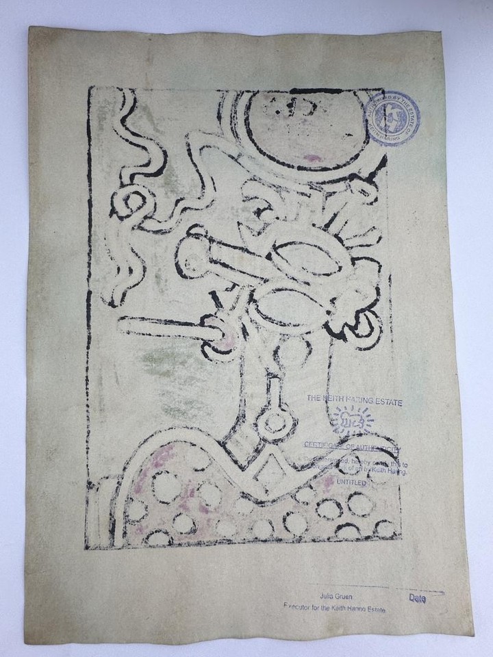 Keith Haring COA Art Painting Original Drawing Vintage Paper Signed | eBay