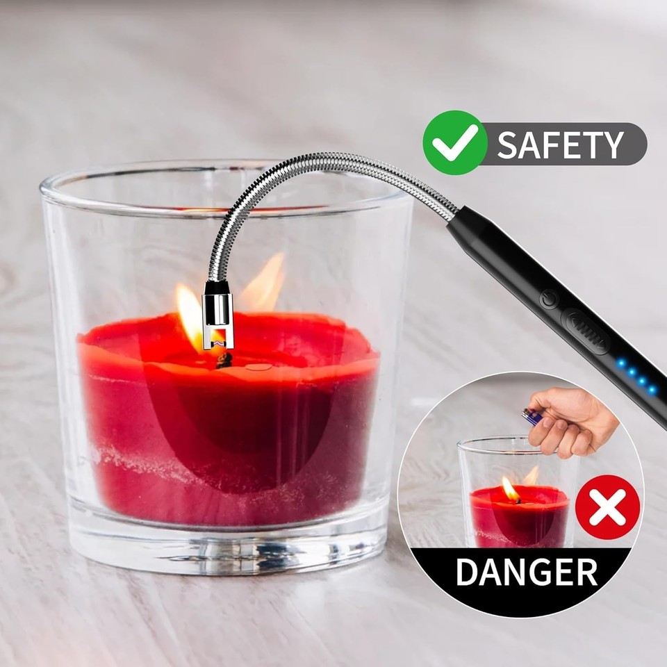2 Pack Rechargeable Electric Candle Lighters - USB Plasma Arc Lighter ...
