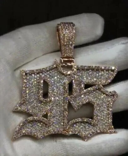 3.75CT Round Real Moissanite 925 Sterling Silver Men's Number Customize ...