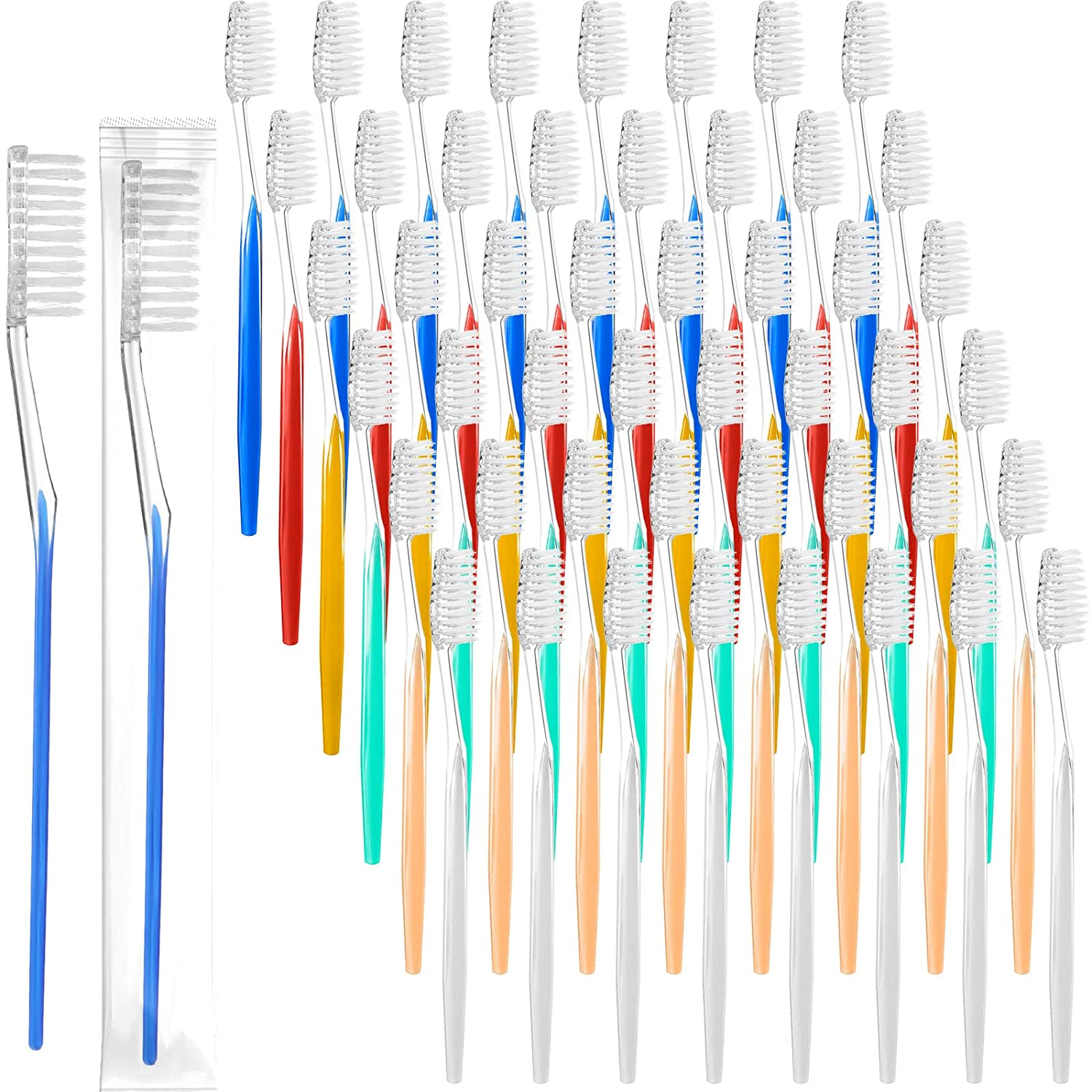 300 Pieces Disposable Toothbrushes Individually Wrapped Toothbrushes ...