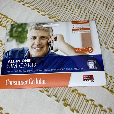 Consumer Cellular All-in-One SIM Card AT&T/T-Mobile NETWORK + $10 ...