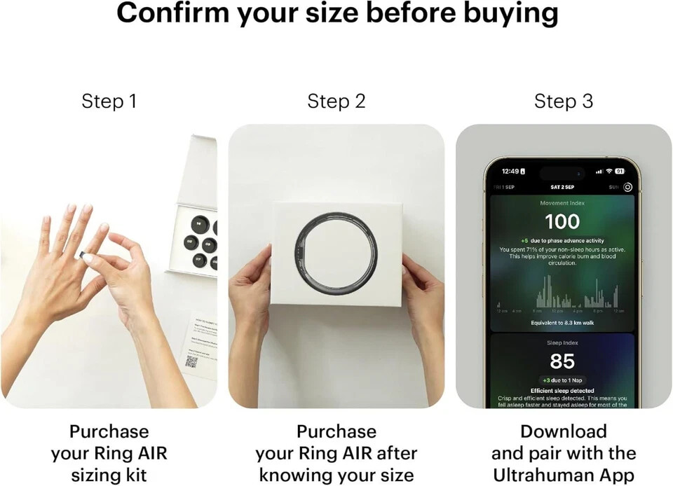 ULTRAHUMAN Ring AIR-Sleep Fitness Tracker Smart Ring- Aster Air Black ...