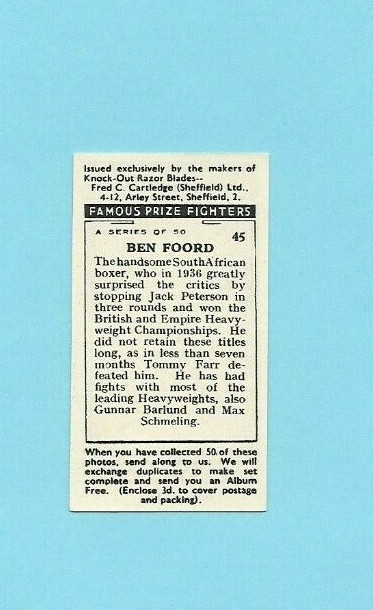 1938 Cartledge Razor Boxing #45 Ben Foord | eBay