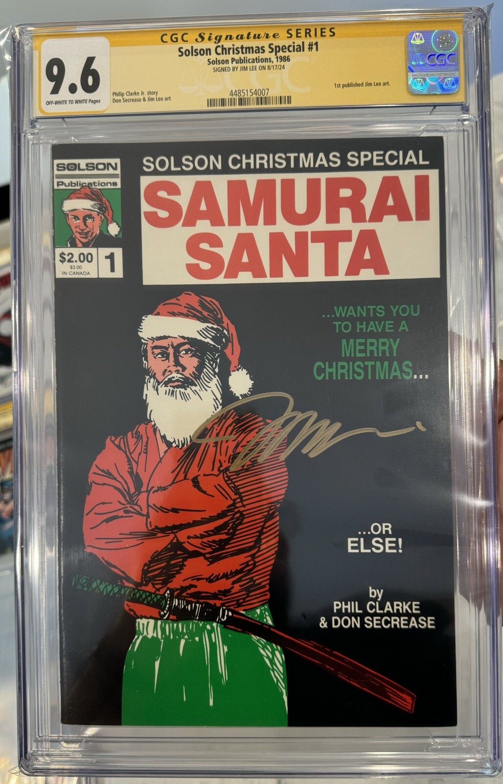 SOLSON CHRISTMAS SPECIAL #1 CGC SS 9.6 Signed Jim Lee 1st Work (Samurai ...