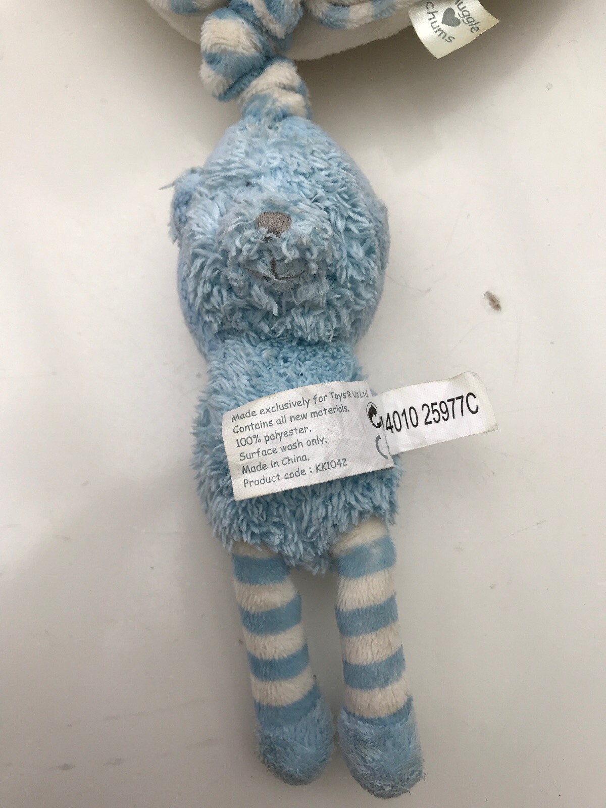 TOYS R US SNUGGLE CHUMS BLUE CREAM BEAR HEART PULL STRING MUSICAL BABY ...