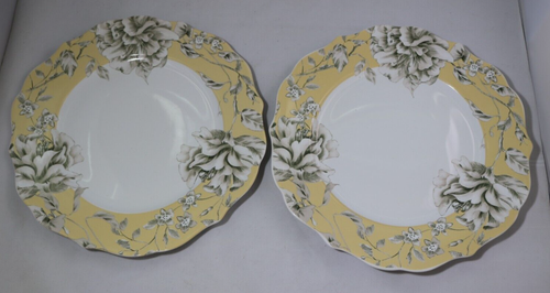 2/ 222 FIFTH BELISSA YELLOW PORCELAIN DINNER PLATE 10 3/4" ACROSS | eBay