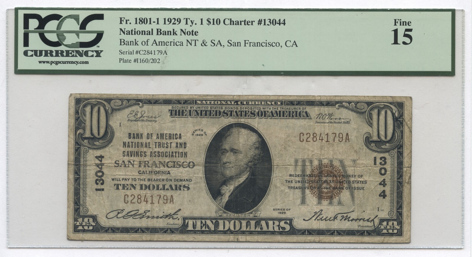 PCGS Graded Fr. 1801-1 1929 Ty. 1 $10 Charter #13044 Nat'l Bank Note ...