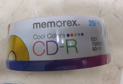 Memorex Cool Colors CD-R 52X 700MB 80min (25 Pack) Black, Pink, Blue ...