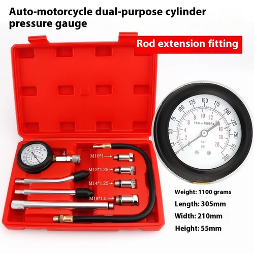 Gasoline Engine Compression Tester, Pressure Gauge with M10 M12 M14 M18 ...