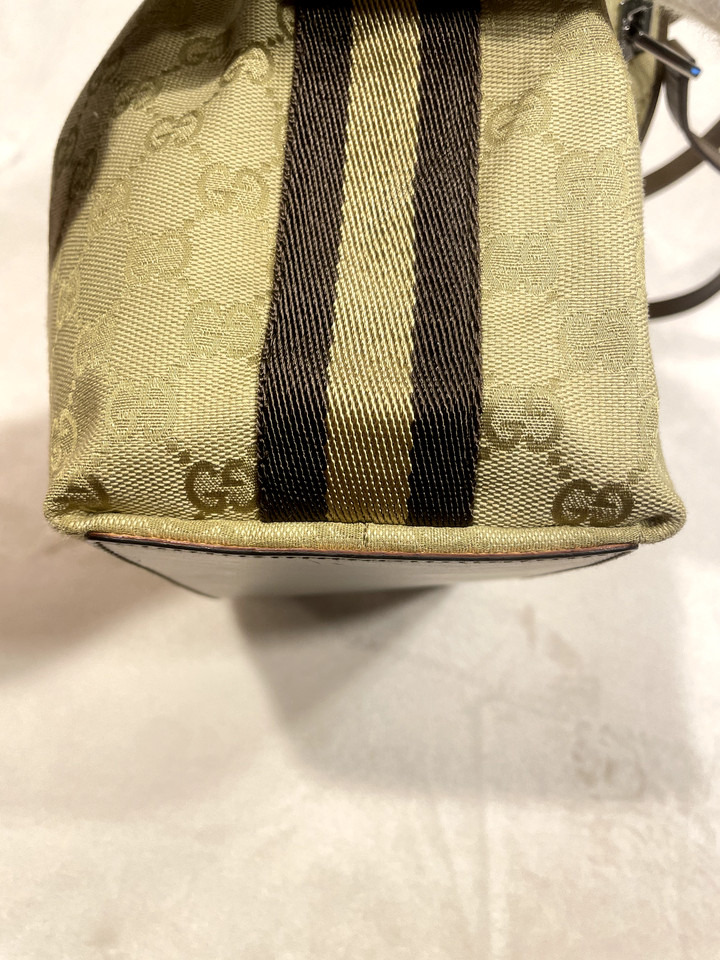 Authentic GUCCI Shoulder Hand Tote Bag Sherry GG Canvas Leather Rank A ...
