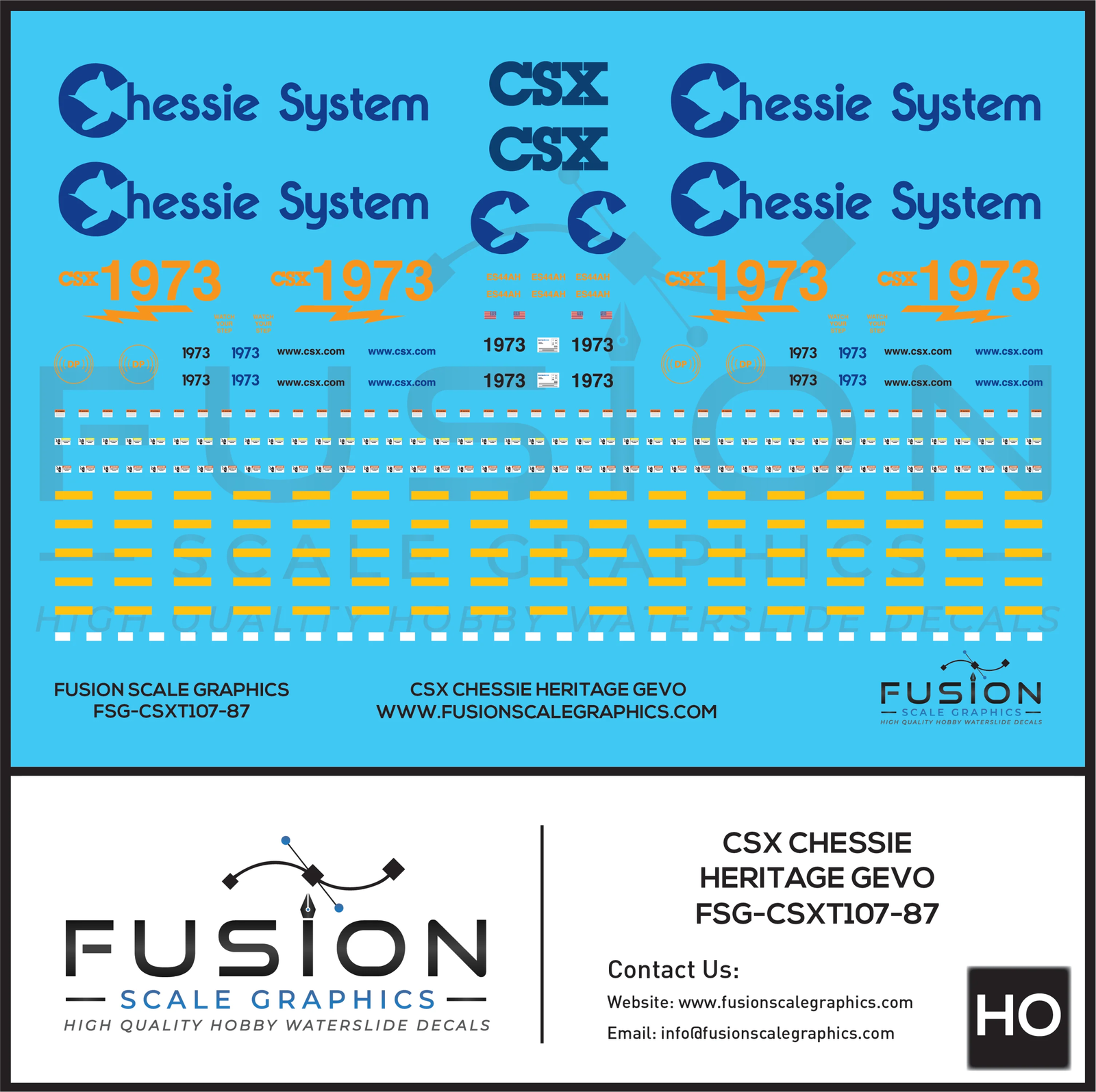 HO Scale CSX 1973 Chessie System Heritage ES44AH Locomotive Decal Set ...
