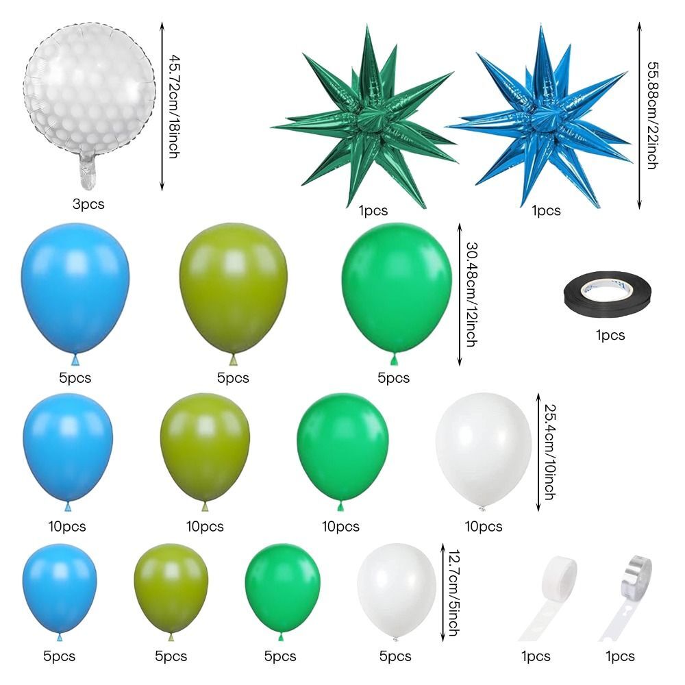 Blue Golf Themed White Foil Balloon Supplies Arch Kit Boys | eBay