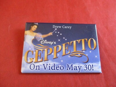 Geppetto Video VHS Release Promo Pin Button Pinback Walt DIsney Drew ...