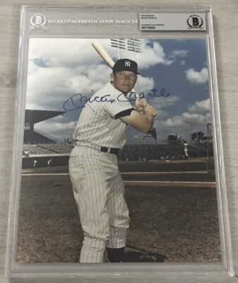 MICKEY MANTLE SIGNED AUTO SLAB 8X10 PHOTO YANKEES BECKETT BAS AUTHENTIC ...