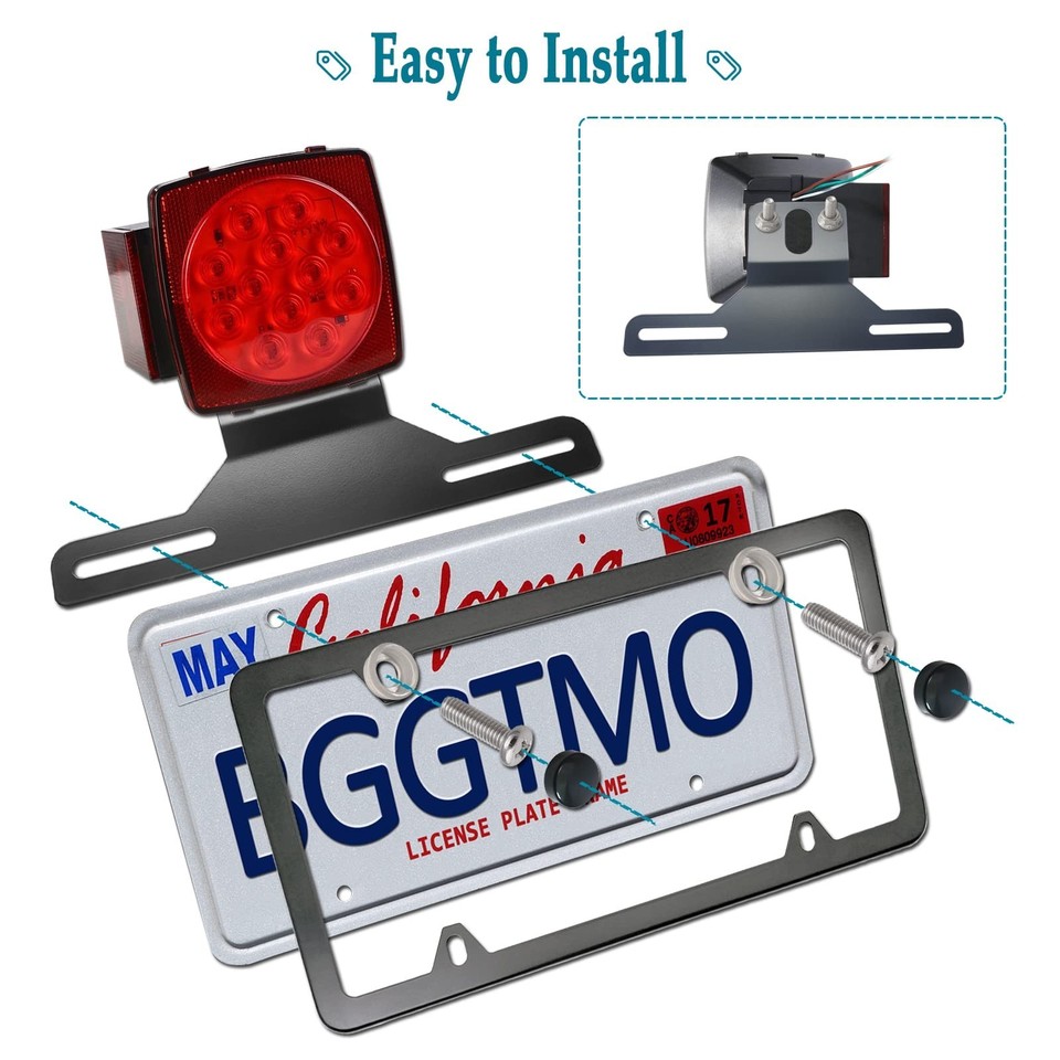 BGGTMO Trailer License Plate Bracket Holder- ATV/RVs/Boat/Jet Ski ...