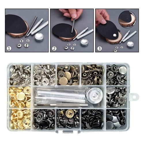 Snap Fastener Kit,Metal Snaps Buttons with Fixing Tools and Storage Box ...