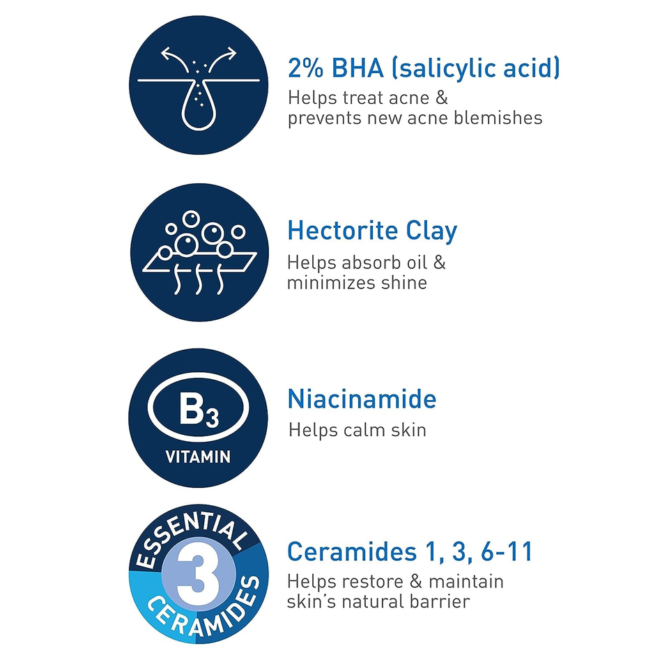 CeraVe Acne Foaming Cream Cleanser | 2% Salicylic Acid, 8 Ounce ...