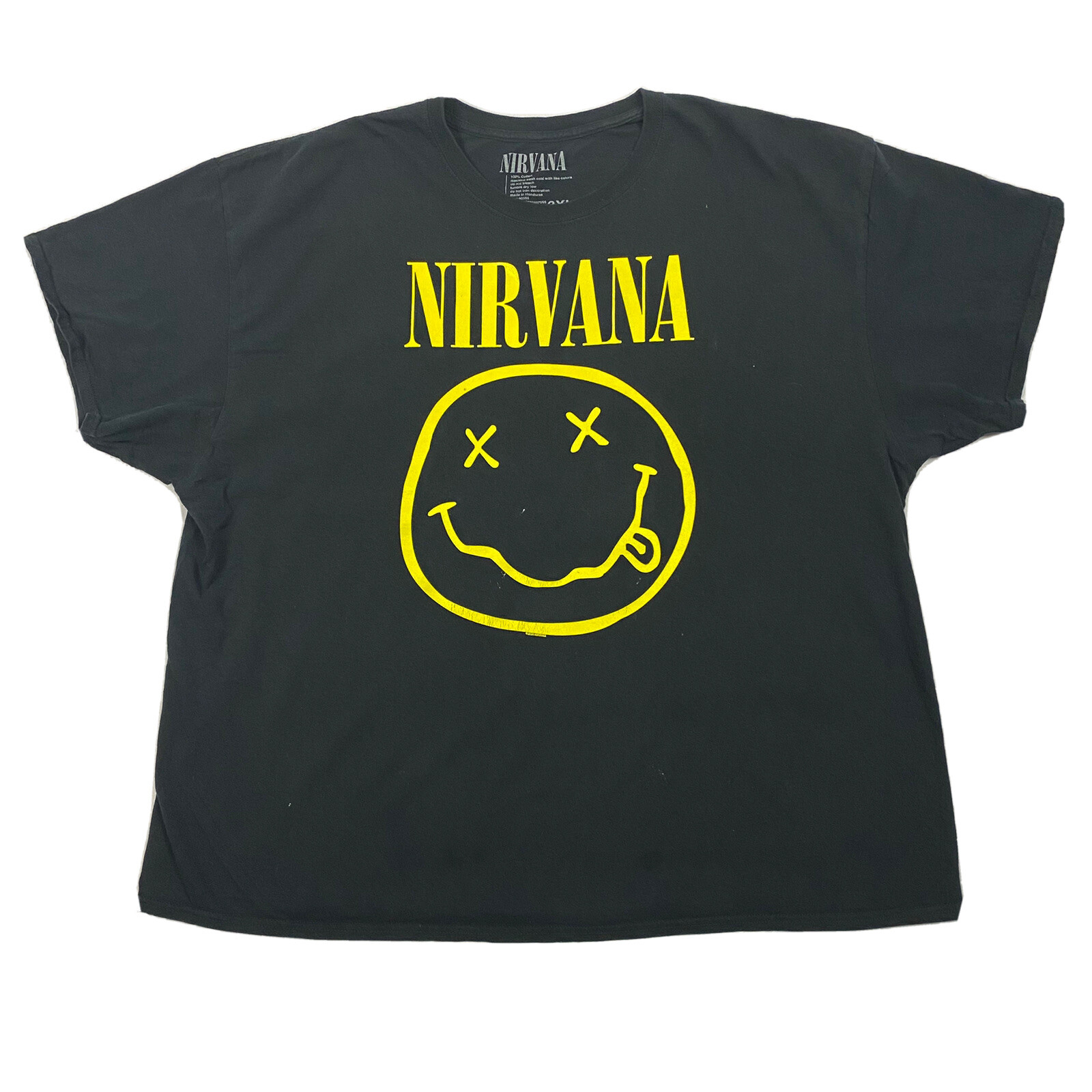 NIRVANA Official Nevermind Smiley Face Logo Black T-S… - Gem
