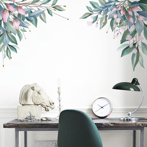 Feuilles Fleurs Plante Mural Autocollant Vinyle Décalque Nurserie Pièce ...
