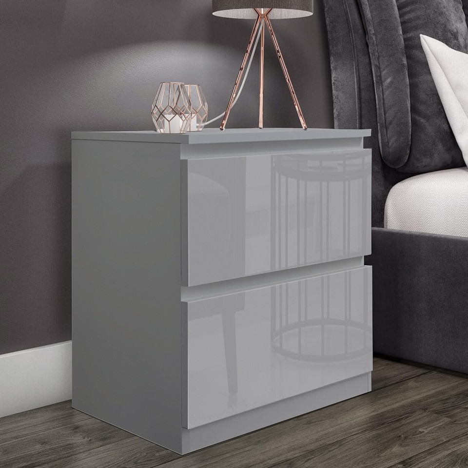 High Gloss Chest Of Drawers Bedside Cabinet Tall Wide Storage Bedroom ...