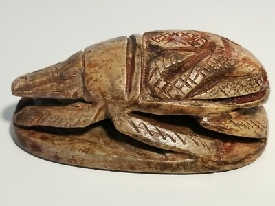 Vintage Egyptian Scarab Hand Carved Stone Beetle with Hieroglyphs | eBay