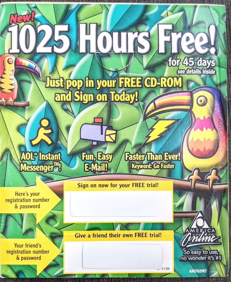 Rare TOUCAN America Online Collectible, Install Disc AOL CD v7.0 in ...