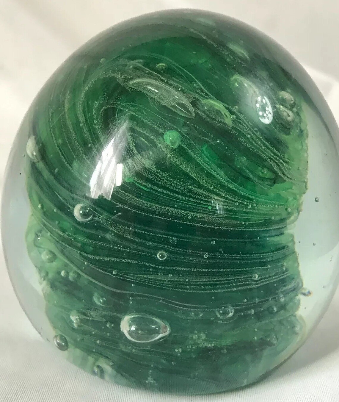 Kerry Glass Paperweight Handmade Ireland Art Glass Cosmic Swirl Green ...