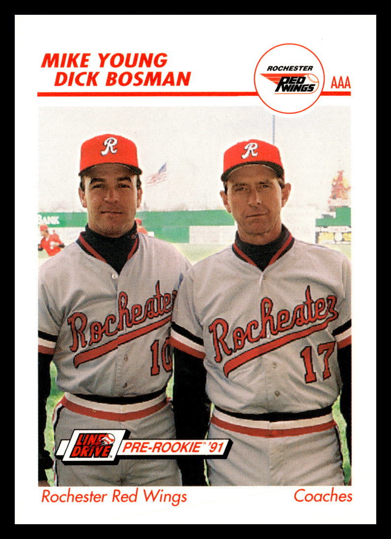 1991 Line Drive AAA #475 Mike Young/Dick Bosman Rochester Red Wings ...