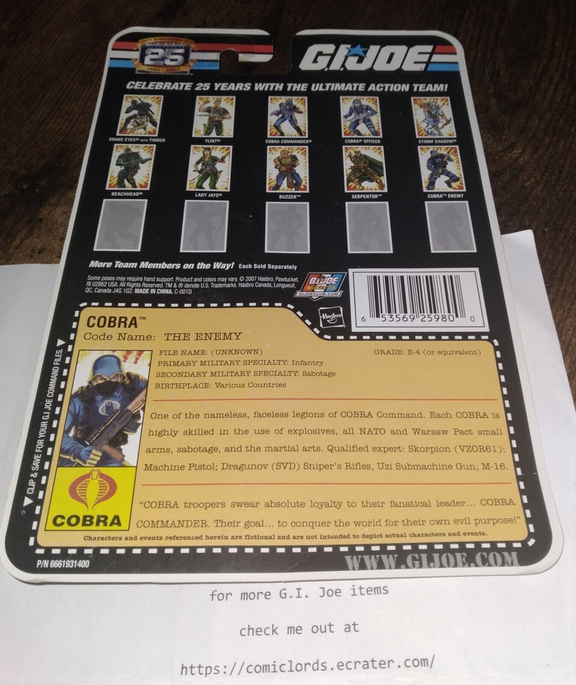 Cobra V3 Uncut Foil Card Filecard 2008 25th Ann GI Joe File Card | eBay